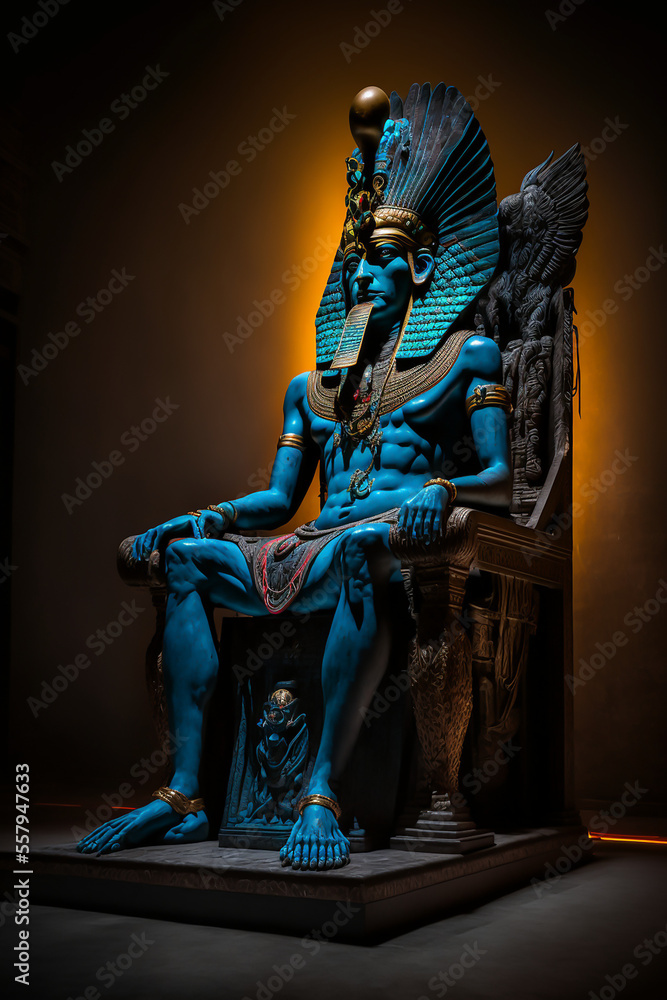 Egyptian pharaoh God Statue in museum hall Stock Illustration | Adobe Stock
