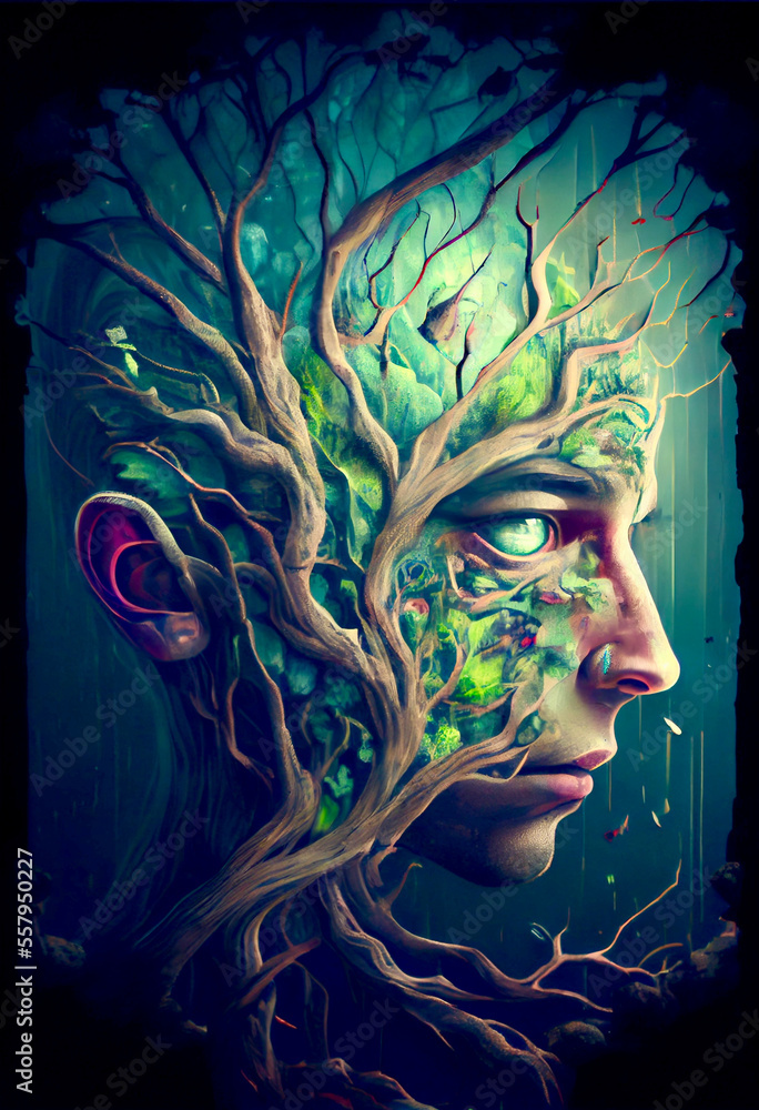 Generative AI abstract render of the love of nature Stock Illustration ...