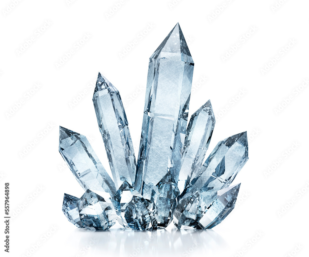 Rendering of realistic Cristals on white background - 3D illustration ...