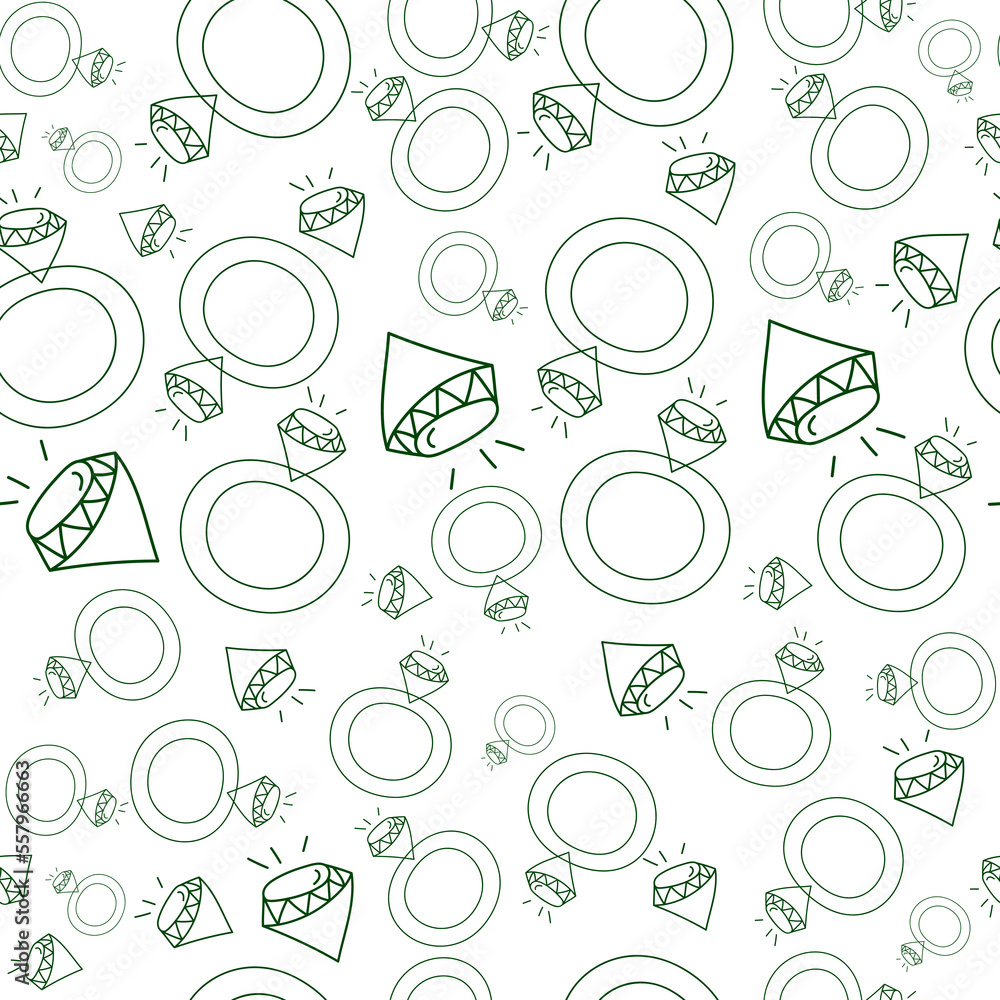 Vector. Seamless love pattern with hand drawn outline engagement ring ...