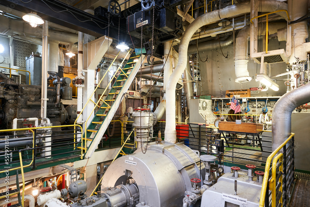 Steam Freighter engine room Stock Photo | Adobe Stock