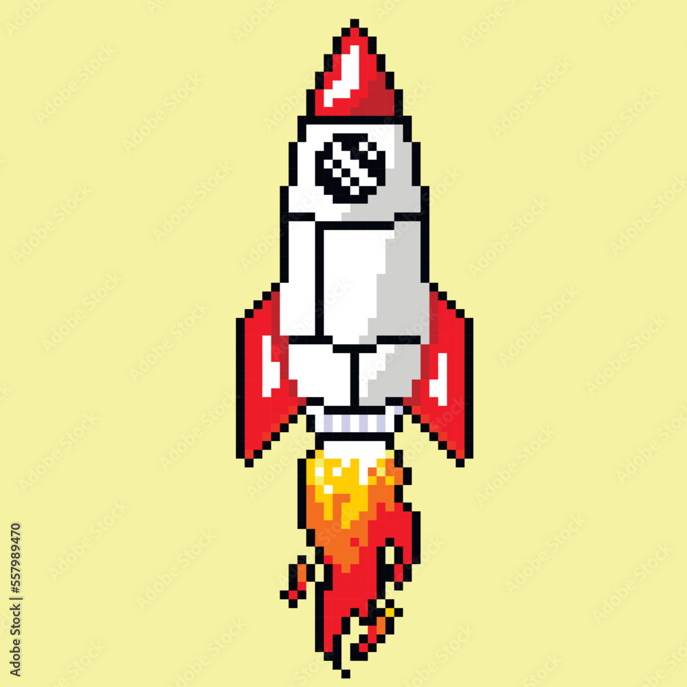Vector illustration of a spaceship in pixel art Stock Vector | Adobe Stock