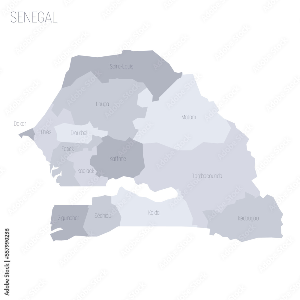 Poster Senegal political map of administrative divisions - regions ...
