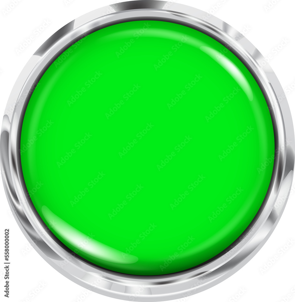 Poster Big green button with a shiny metallic edge – Wall Art | UkPosters