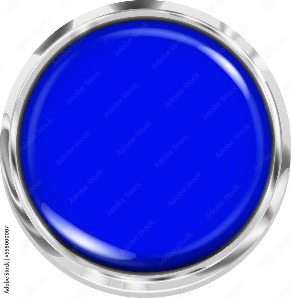 Big blue button with a shiny metallic edge Stock Illustration | Adobe Stock