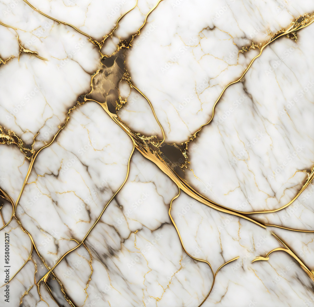 Carrara statuarietto white marble with golden luxury effect, white ...