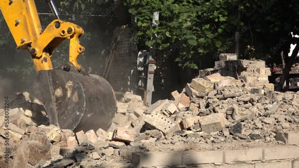 Construction debris from demolished buildings and bricks left over from ...