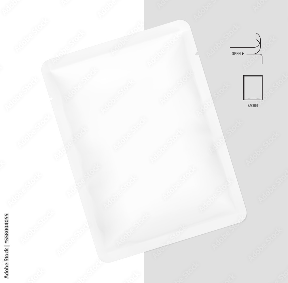 Sachet bag mockup. Vector illustration isolated on white background ...
