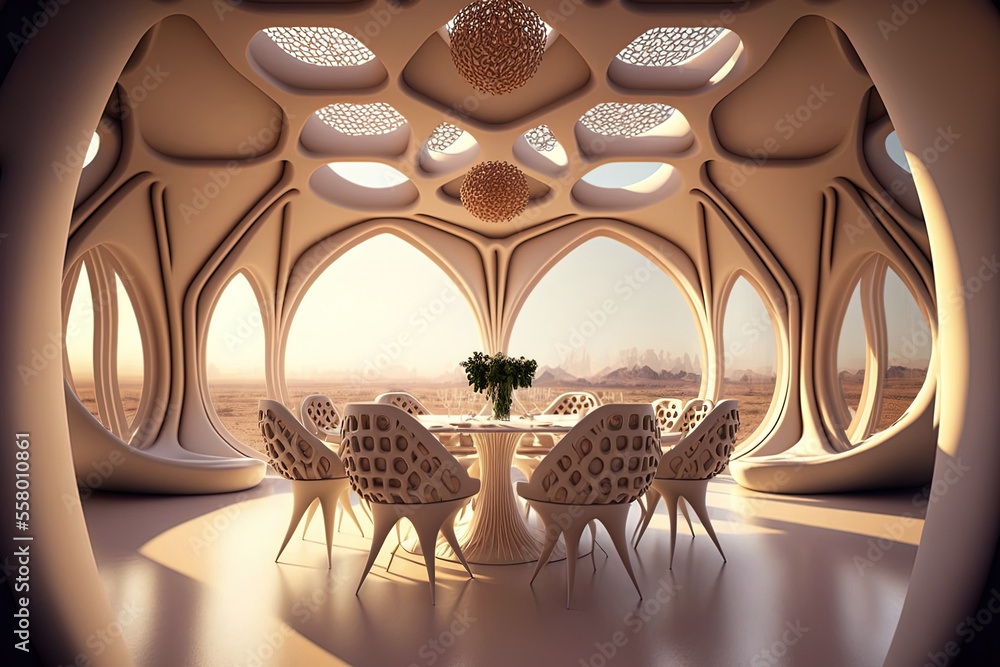 modern interior architecture. an opulent dining room with seating ...