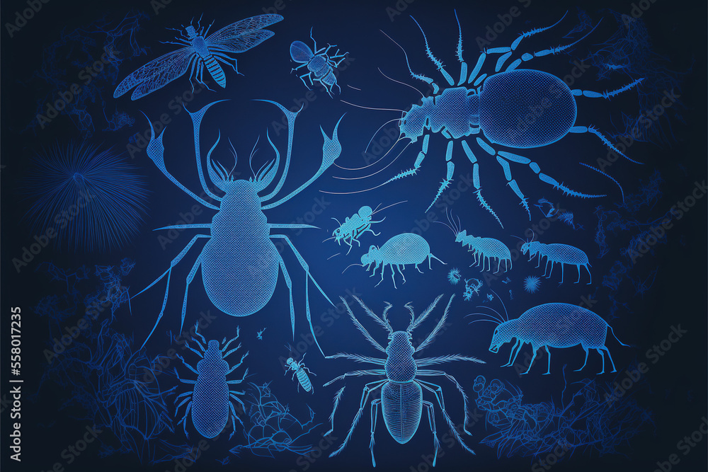 Insects Beetle Bug Bee Fly Blue Background Abstract Concept Wallpaper ...