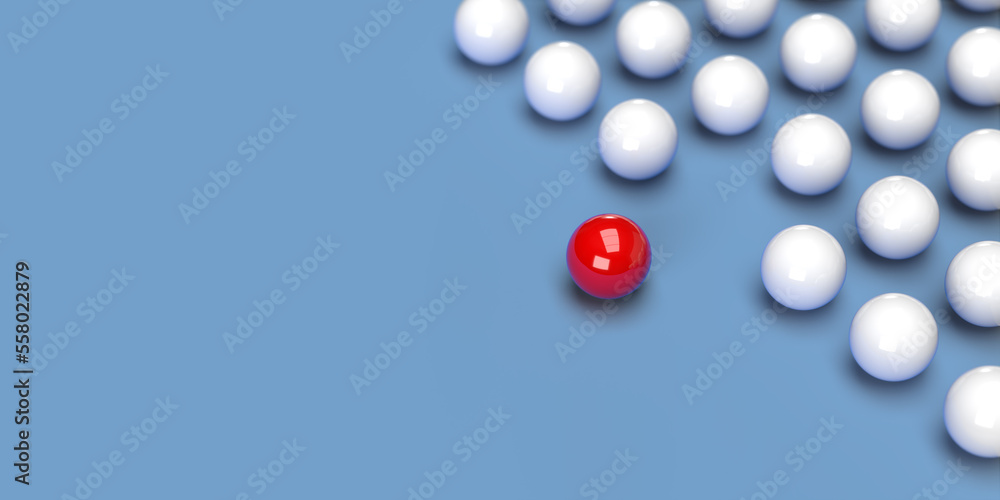 Leadership diverse red leader ball leading white follower group ...