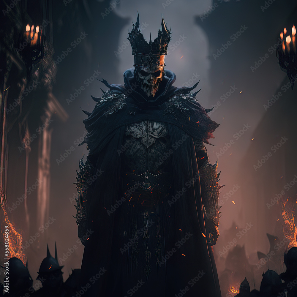 Fantasy concept portrait of the mysterious undead ghost king floating ...