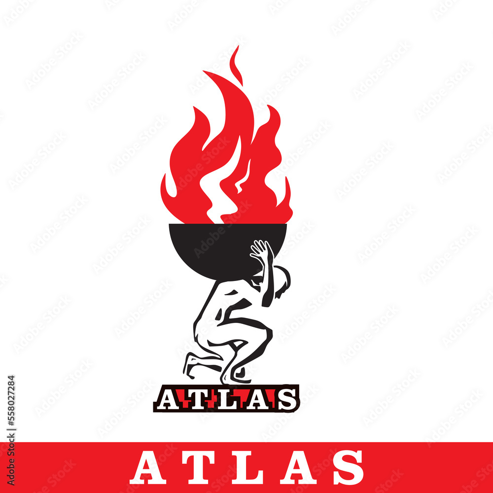 ATLAS LOGO, silhouette of strong man holding half globe vector ...