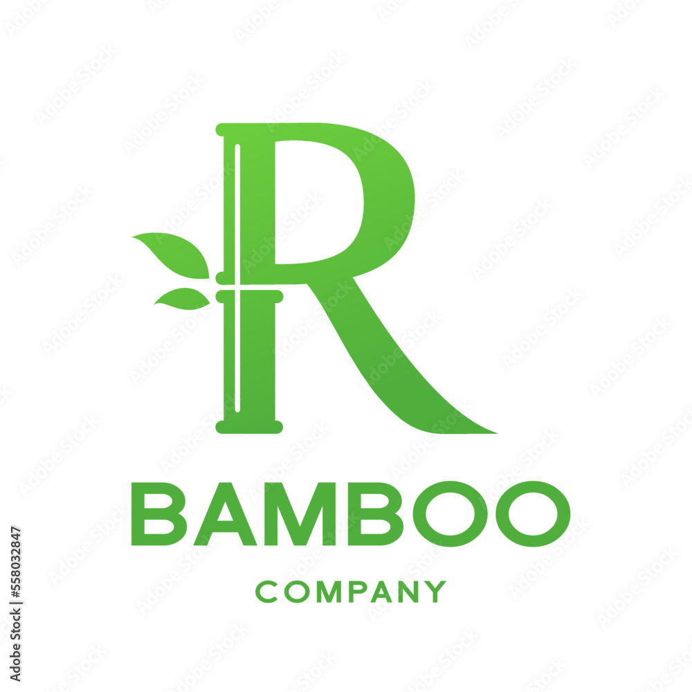 Vetor de Bamboo R letter or alphabet vector logo template. This logo ...