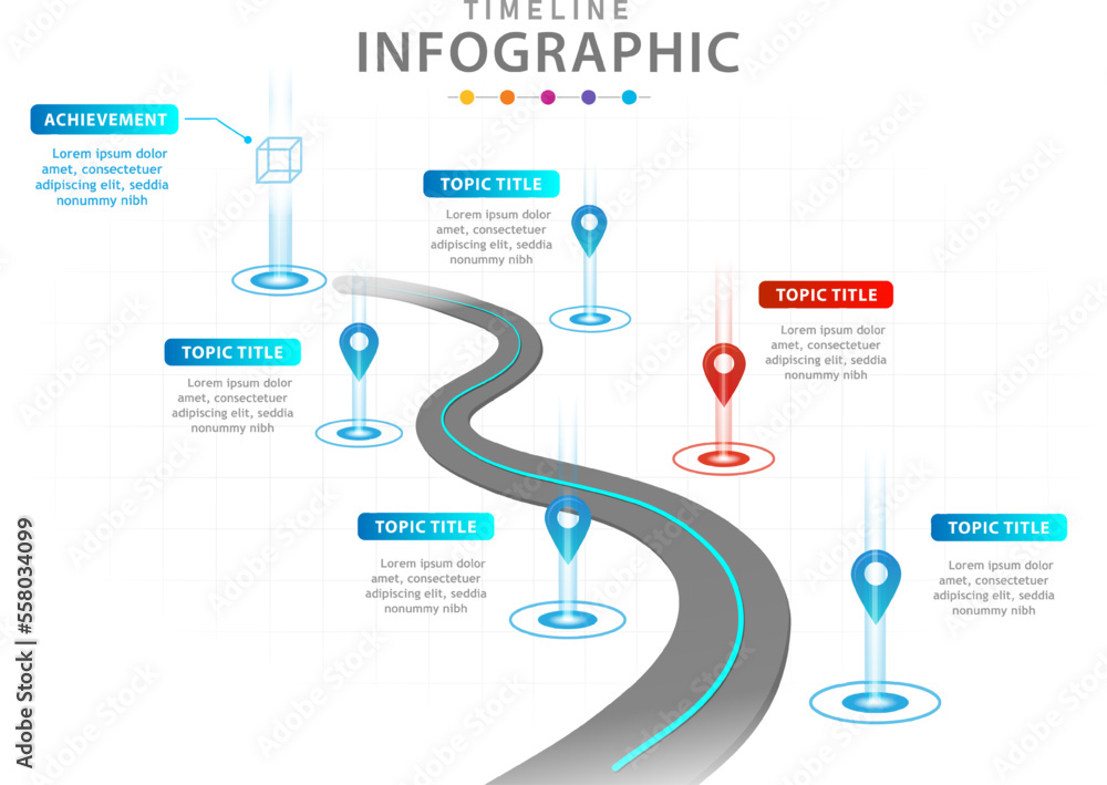 Infographic template for business. 6 Steps Modern Timeline diagram with ...