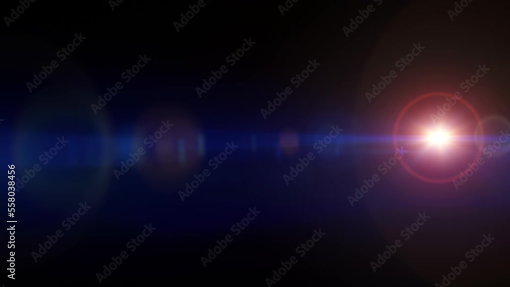 Optical lens flares light burst animation effects moving from left to ...