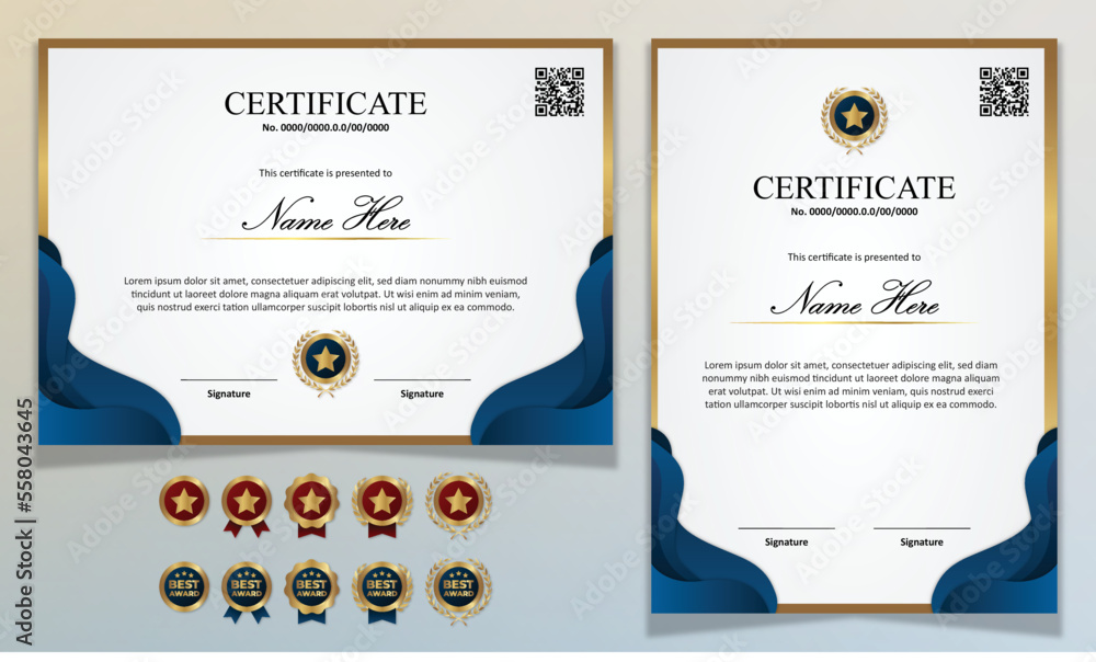Certificate template modern Luxury using Gold ribbon with Badge ...