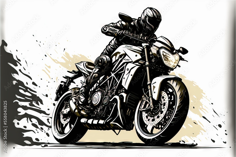 a man riding a motorcycle on a white background Stock Illustration ...