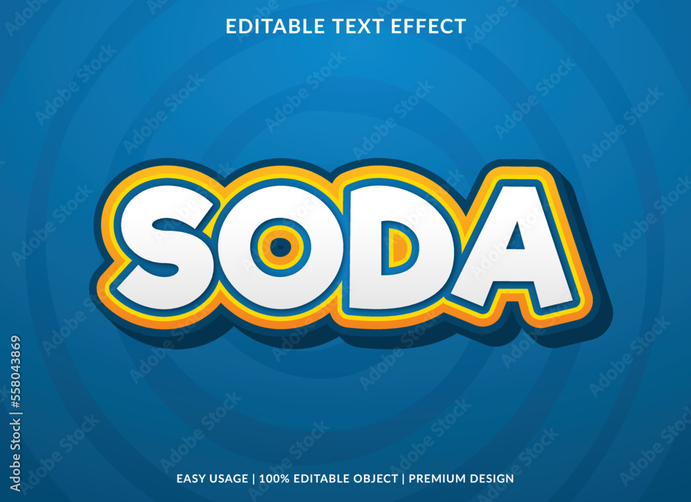 soda editable text effect template with 3d style and abstract ...