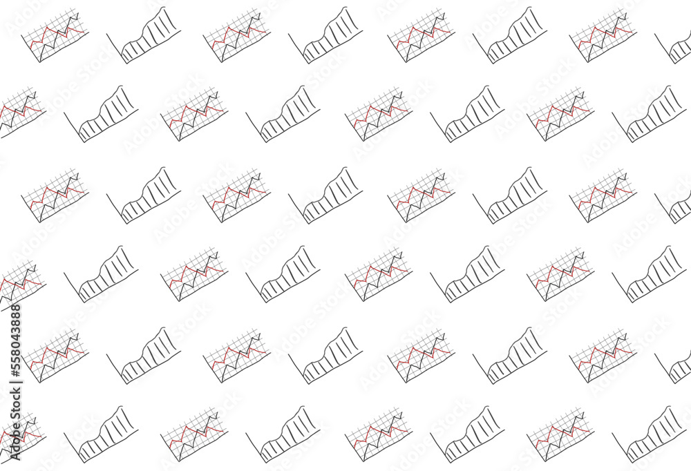 Infographic chart seamless pattern in hand drawn style, financial ...