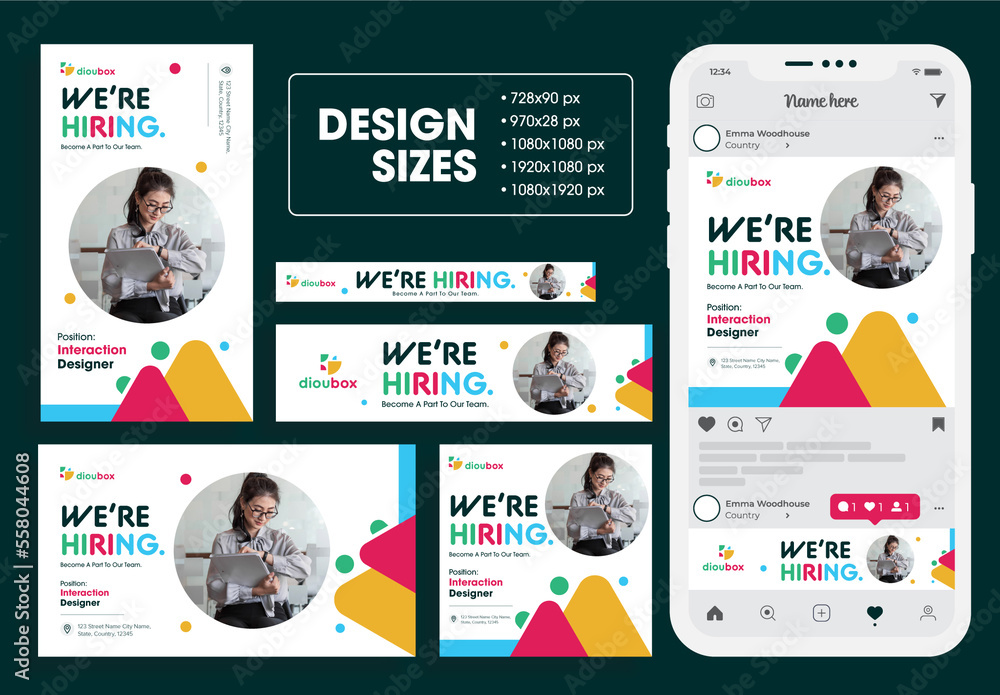 Hiring Web Banner Ads Set Stock Template | Adobe Stock