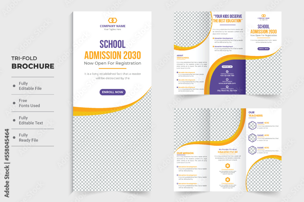Modern school admission and daily activities promotional template with ...