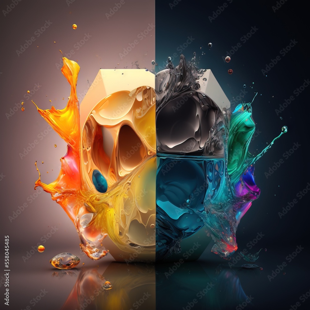 an image of an apple logo with splashing paint on it's side and a black ...