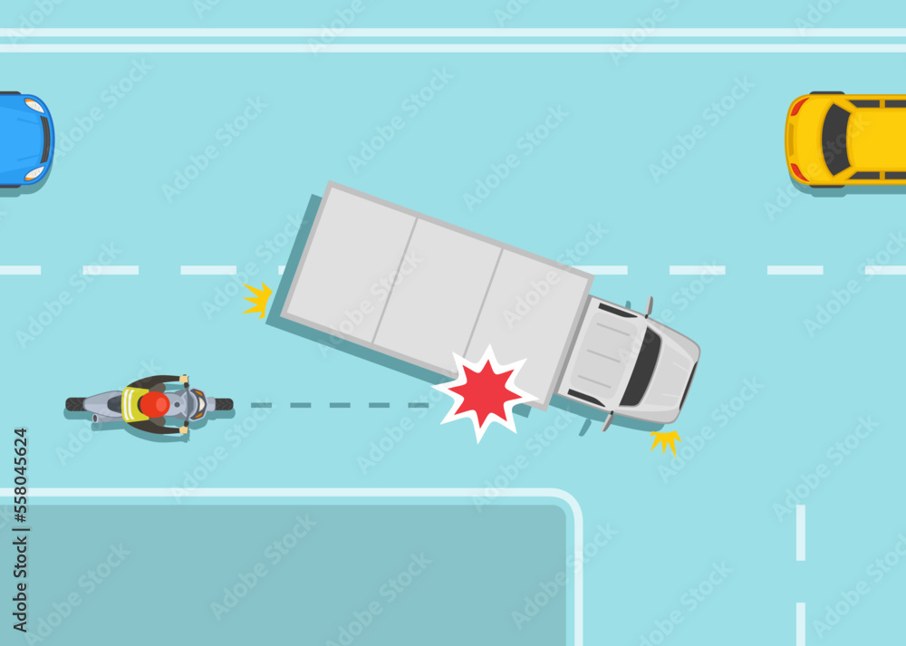 Safe motorcycle riding rules and tips. Right turn truck and motorcycle ...