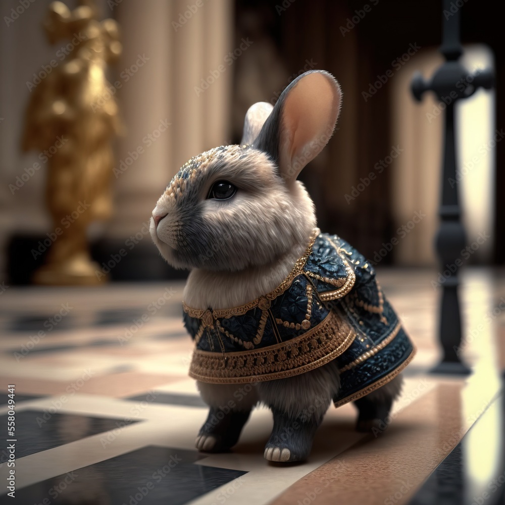 Ilustração do Stock: a rabbit dressed in a costume standing on a ...