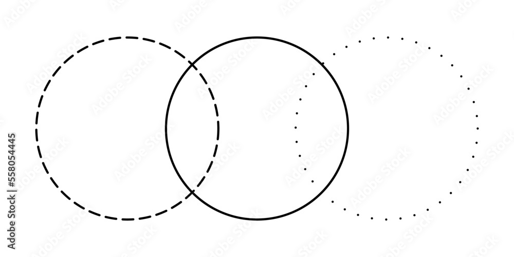 Venn diagram merge three line and dotted line circles chart infographic ...