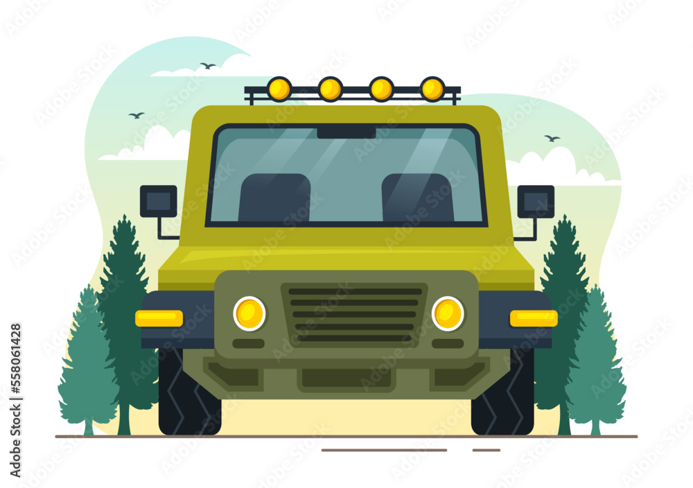 Off Road Illustration with a Jeep Car or SUV to Pass Through Rocky ...