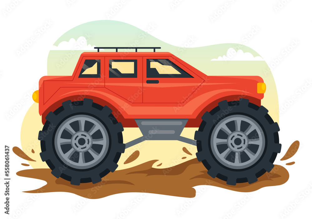 Off Road Illustration with a Jeep Car or SUV to Pass Through Rocky ...