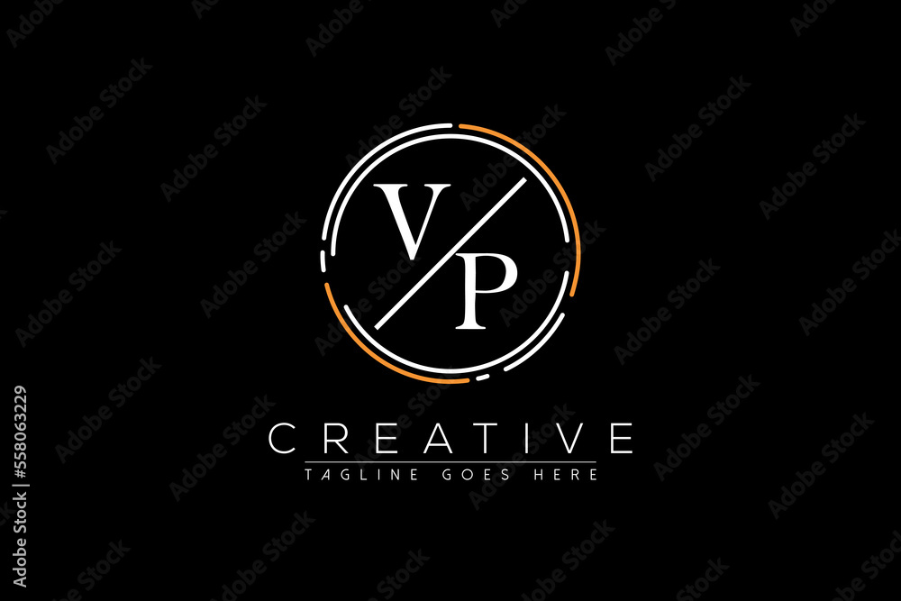 letter vp elegant and luxury Initial with circle frame minimal monogram ...