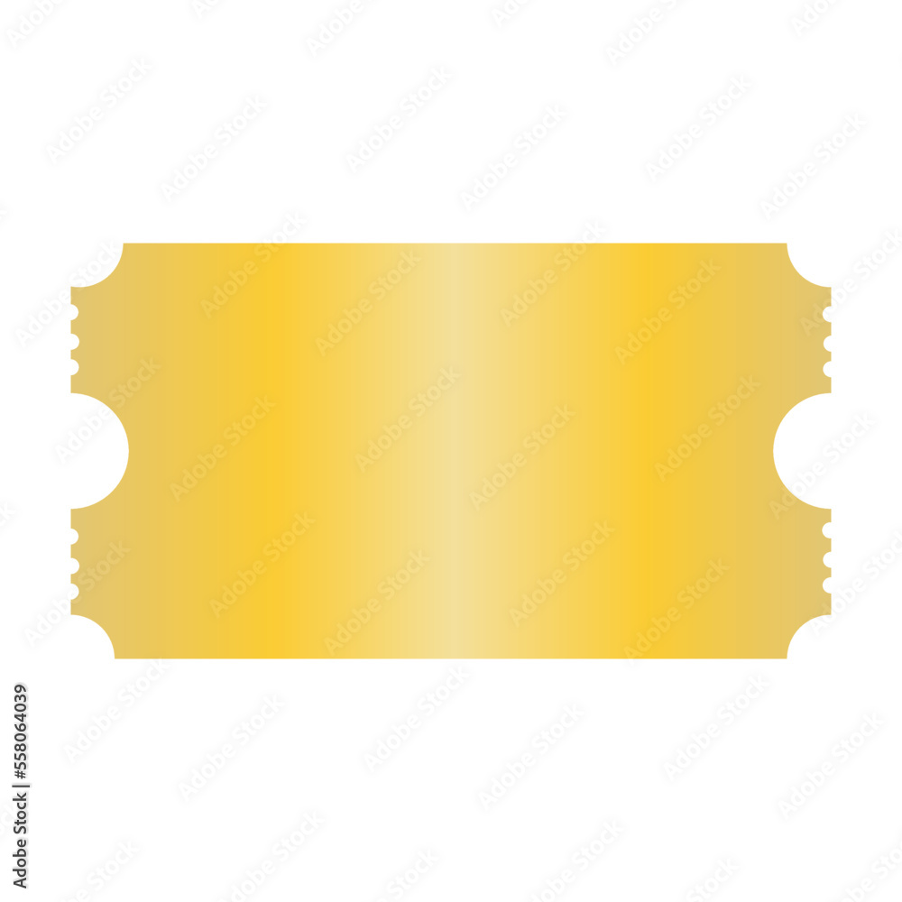 Golden Ticket Blank Coupon Vector Illustration With A White Background