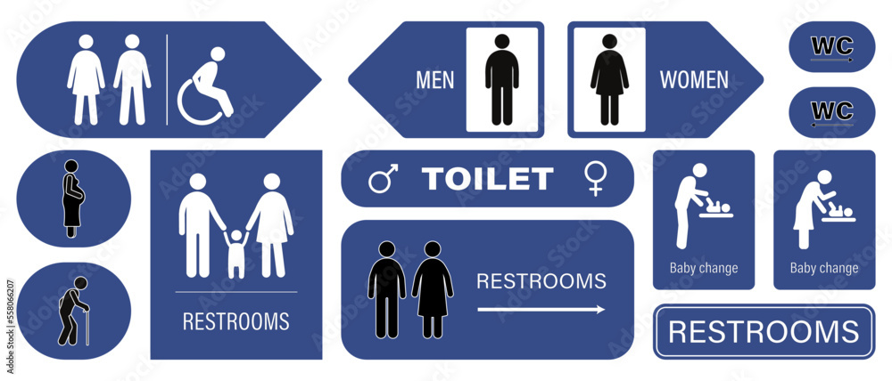 Set of restroom signs vector. WC signs. Toilet signs. Stock Vector ...