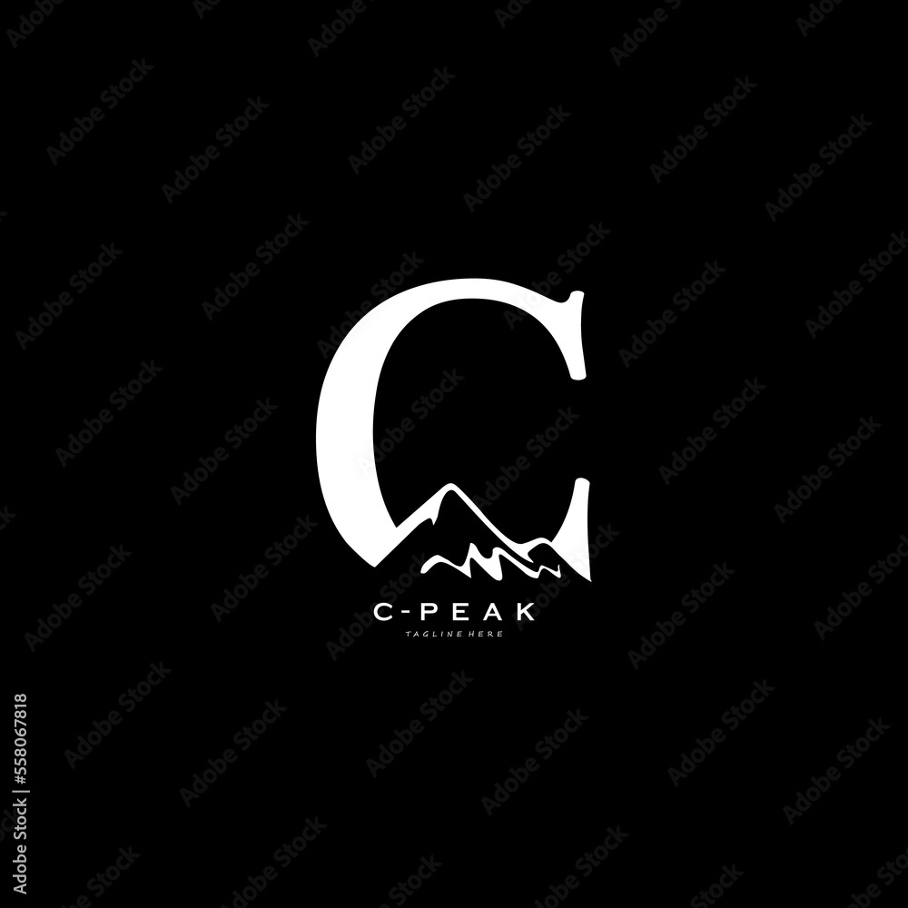 mountain letter C logo monogram design usable for branding nature ...