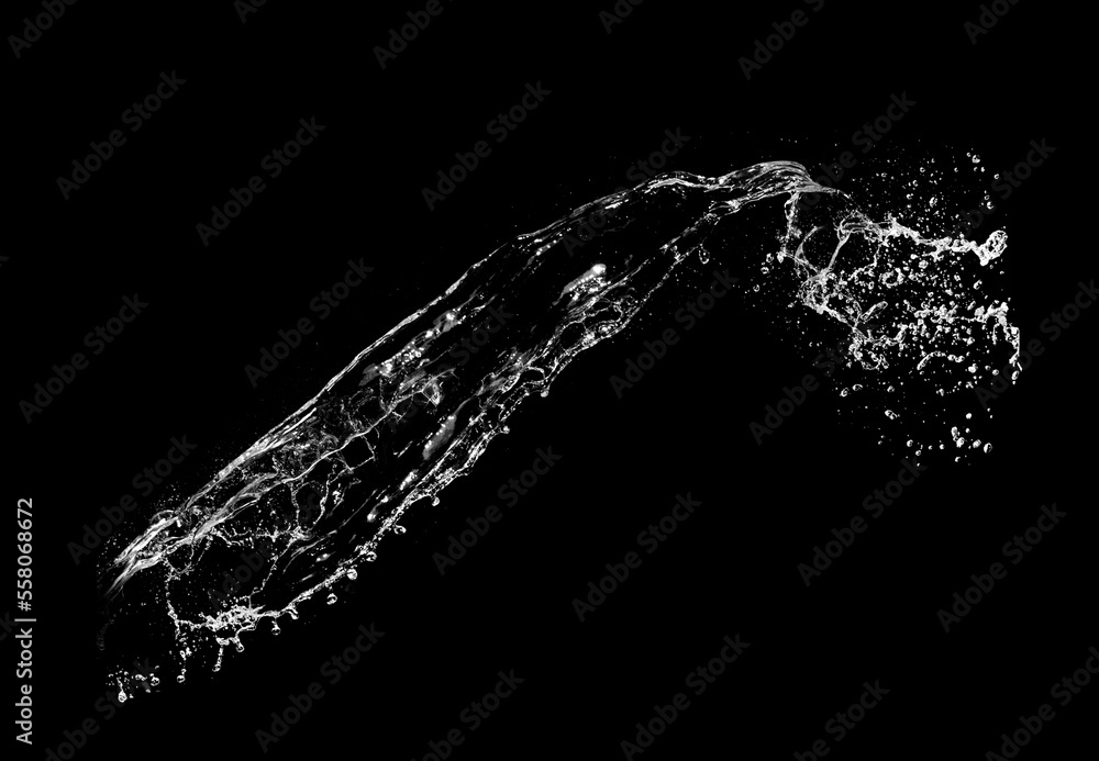 Pure Water splash isolated on black background. Royalty high-quality ...