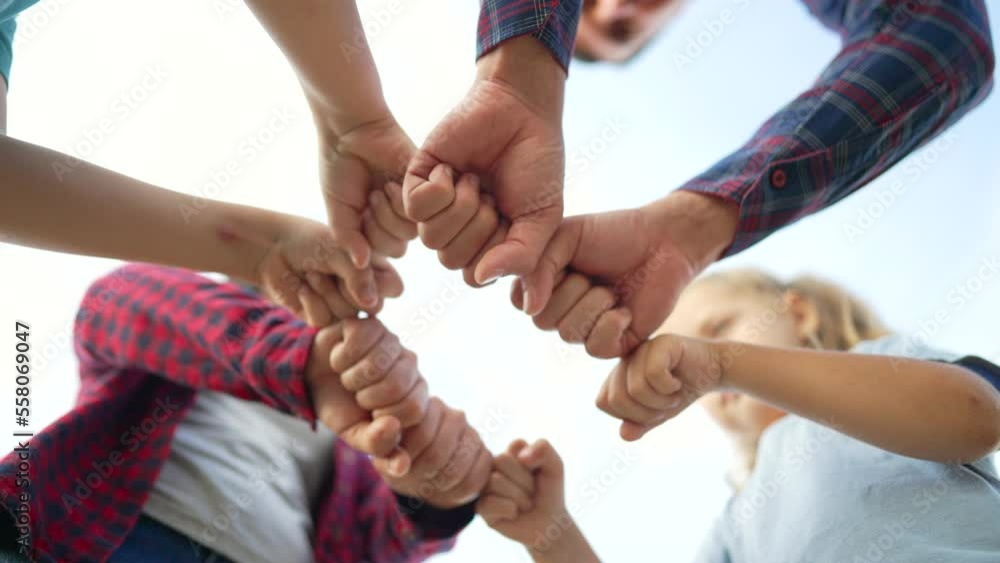 Team of people together in nature. Unity and commonwealth family ...