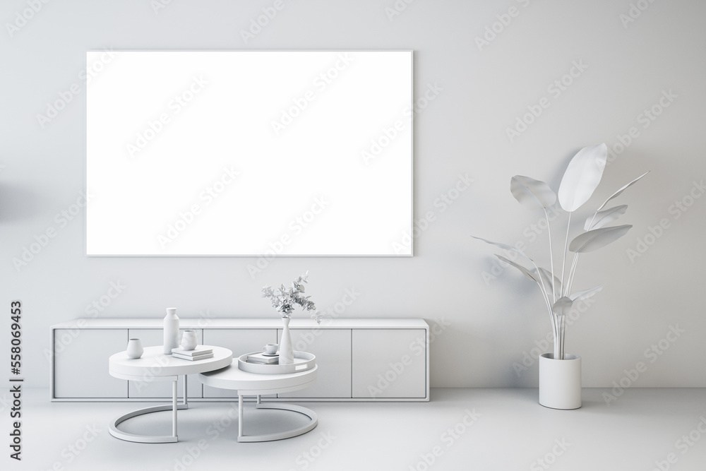 Front view on blank white screen with space for your logo or text on ...