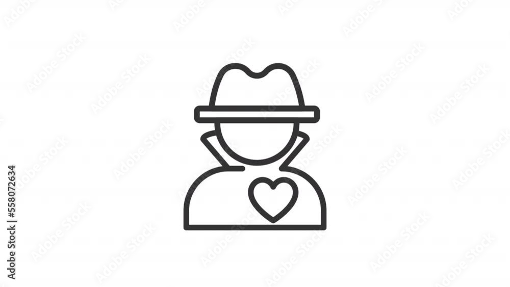 Animated anonymous linear icon. Private donation to nonprofits ...