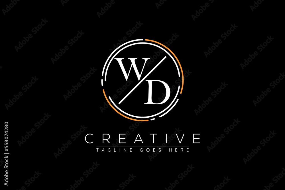 letter wd elegant and luxury Initial with circle frame minimal monogram ...