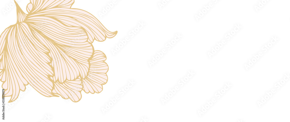 Golden floral branches with flowers art background. Hand-drawn luxury ...