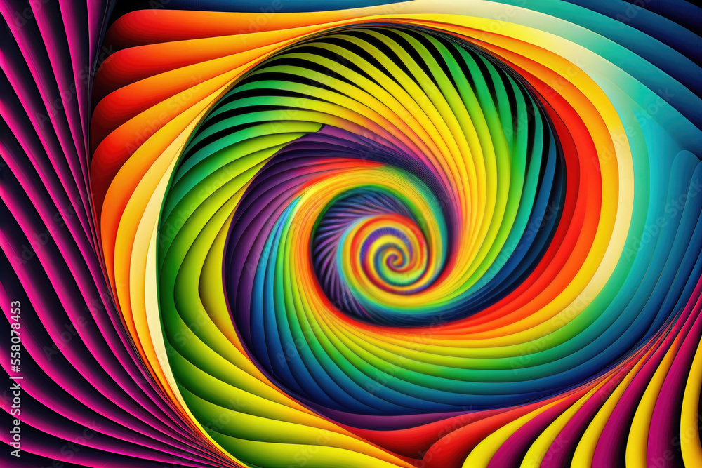 Colorful hypnotic spiral pattern as wallpaper background (Generative AI ...