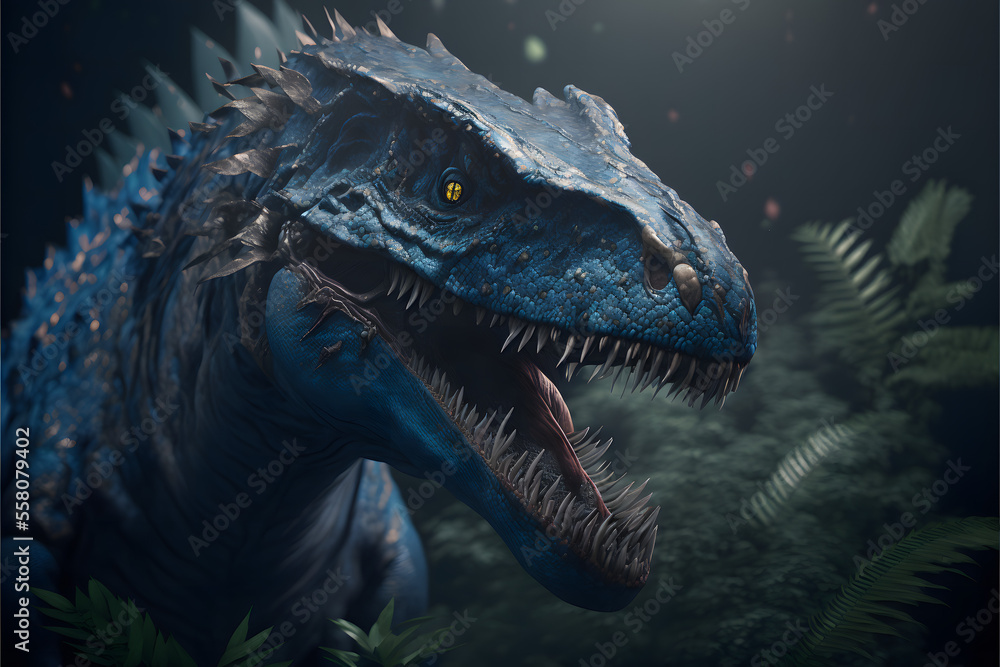 potrait close up of a futuristic robot tyrannosaurus-rex predator ...