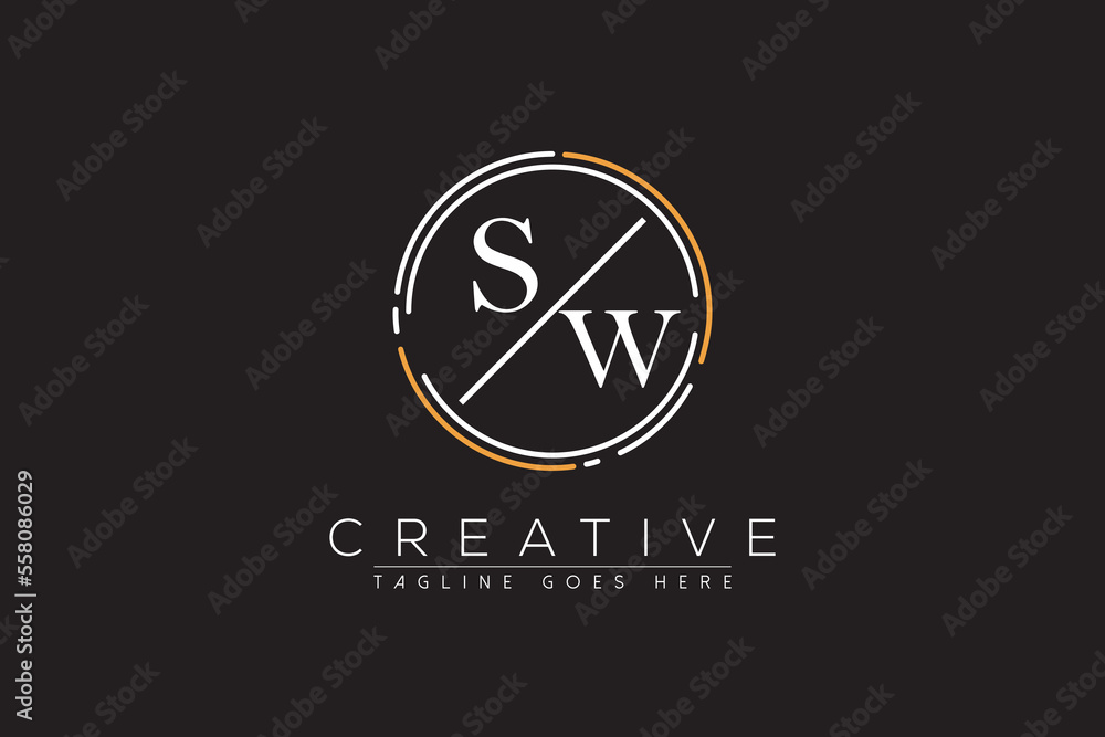 letter sw elegant and luxury Initial with circle frame minimal monogram ...