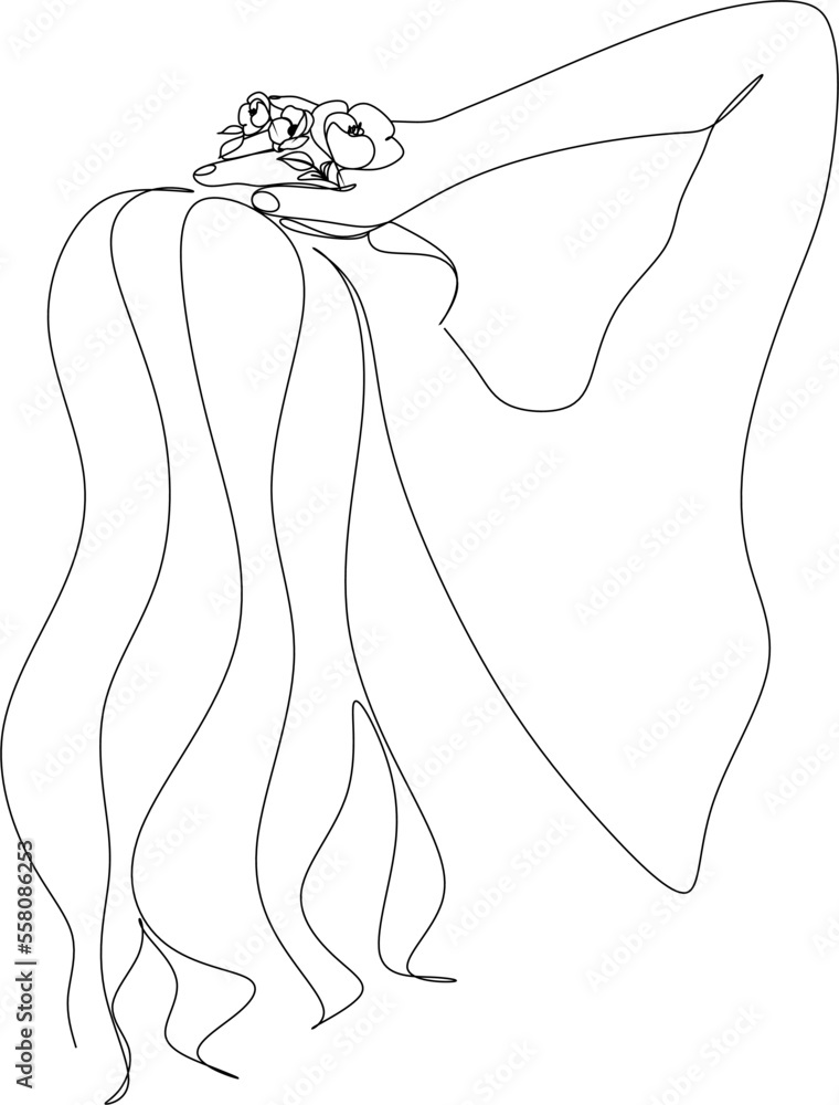 Female body line drawing. Female figure creative modern abstract line ...