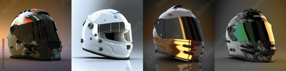 Motorcross motorsports high speed helmet design renders with gradient ...