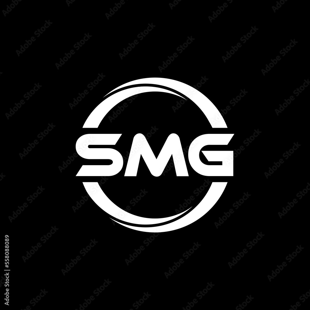 SMG letter logo design with black background in illustrator, cube logo ...
