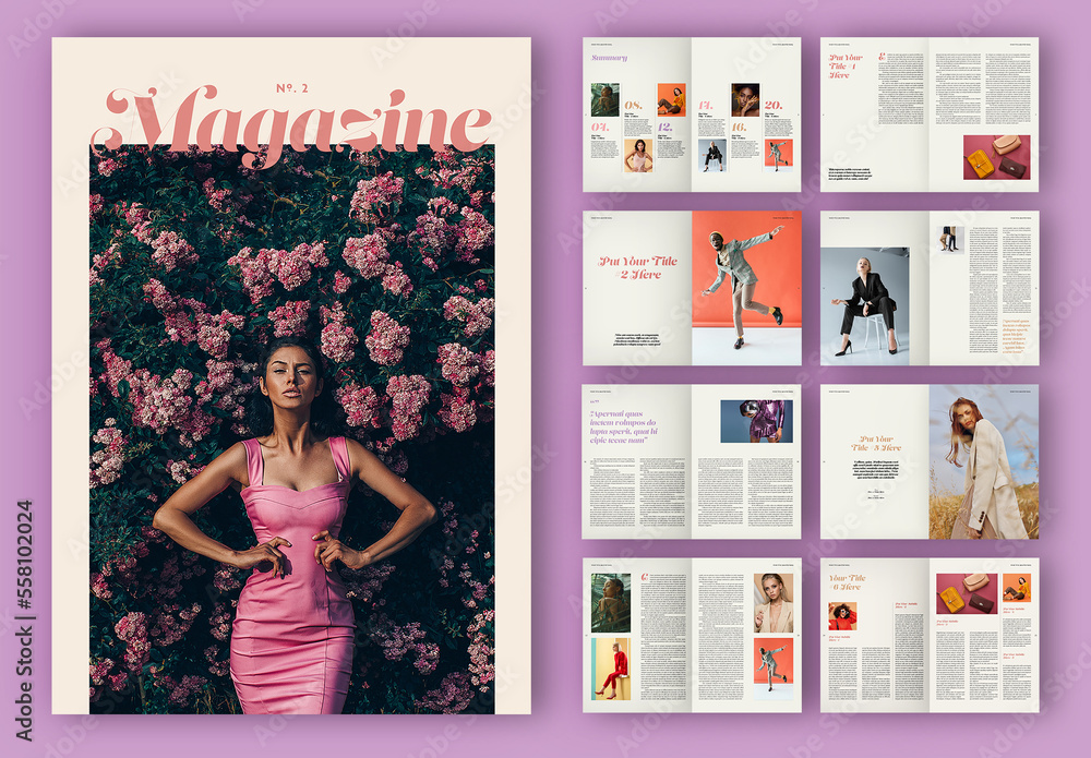 Colorful Print Magazine Layout Stock Template | Adobe Stock