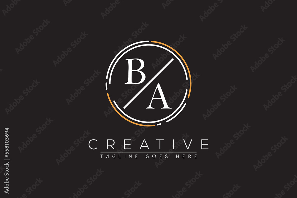 letter ba elegant and luxury Initial with circle frame minimal monogram ...